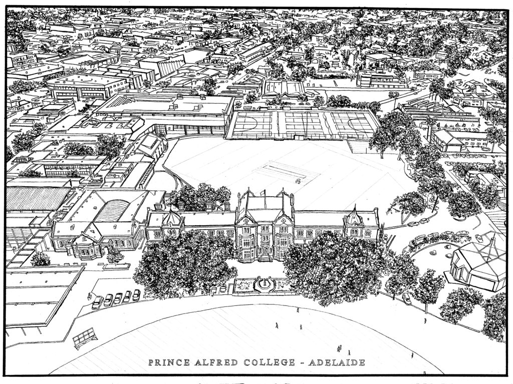 Prince Alfred College Adelaide Aerial View Drawing - Simon Fieldhouse